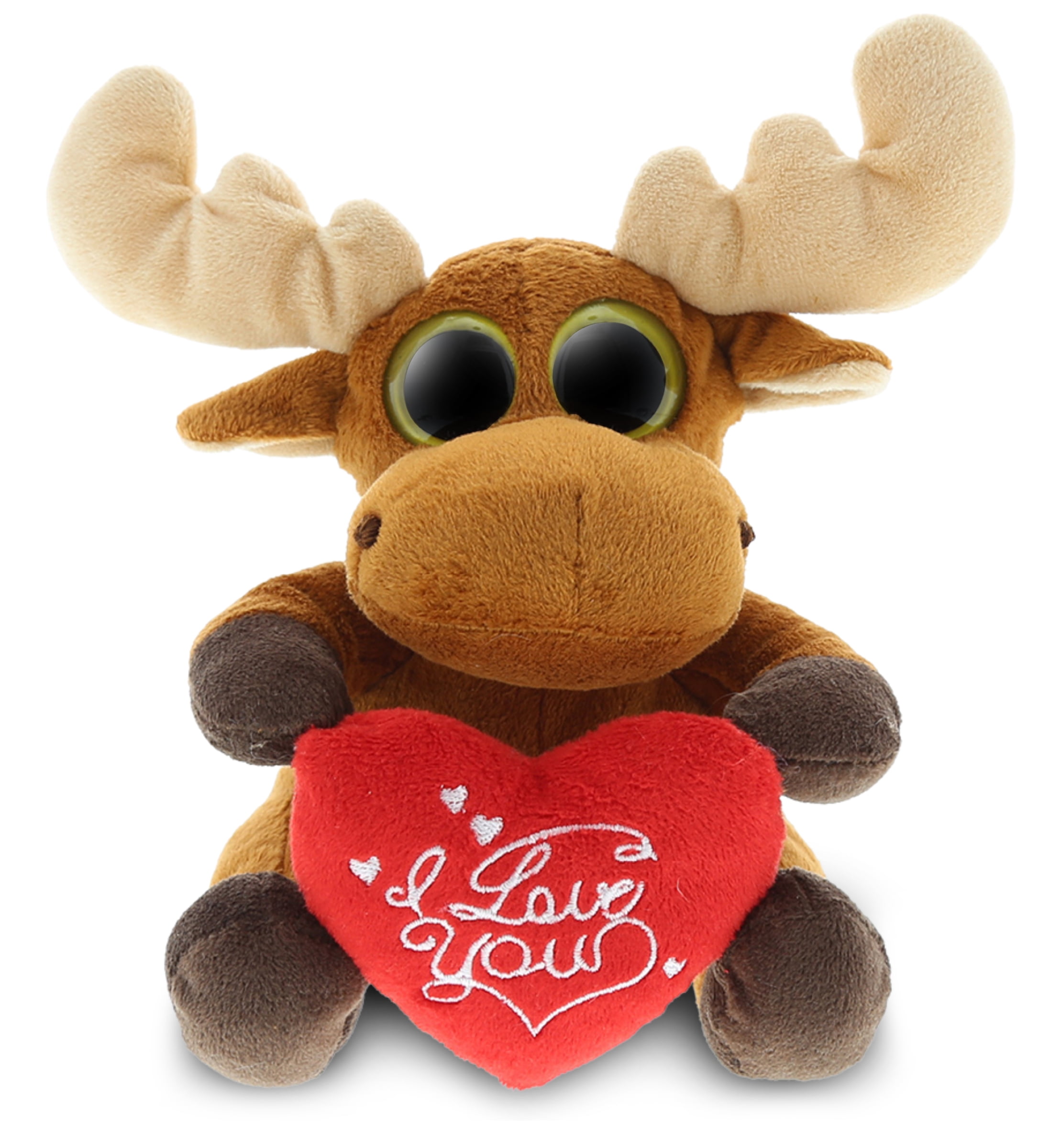 Super Soft Plush Dollibu Brown Moose Big Eye I Love You Valentines ...