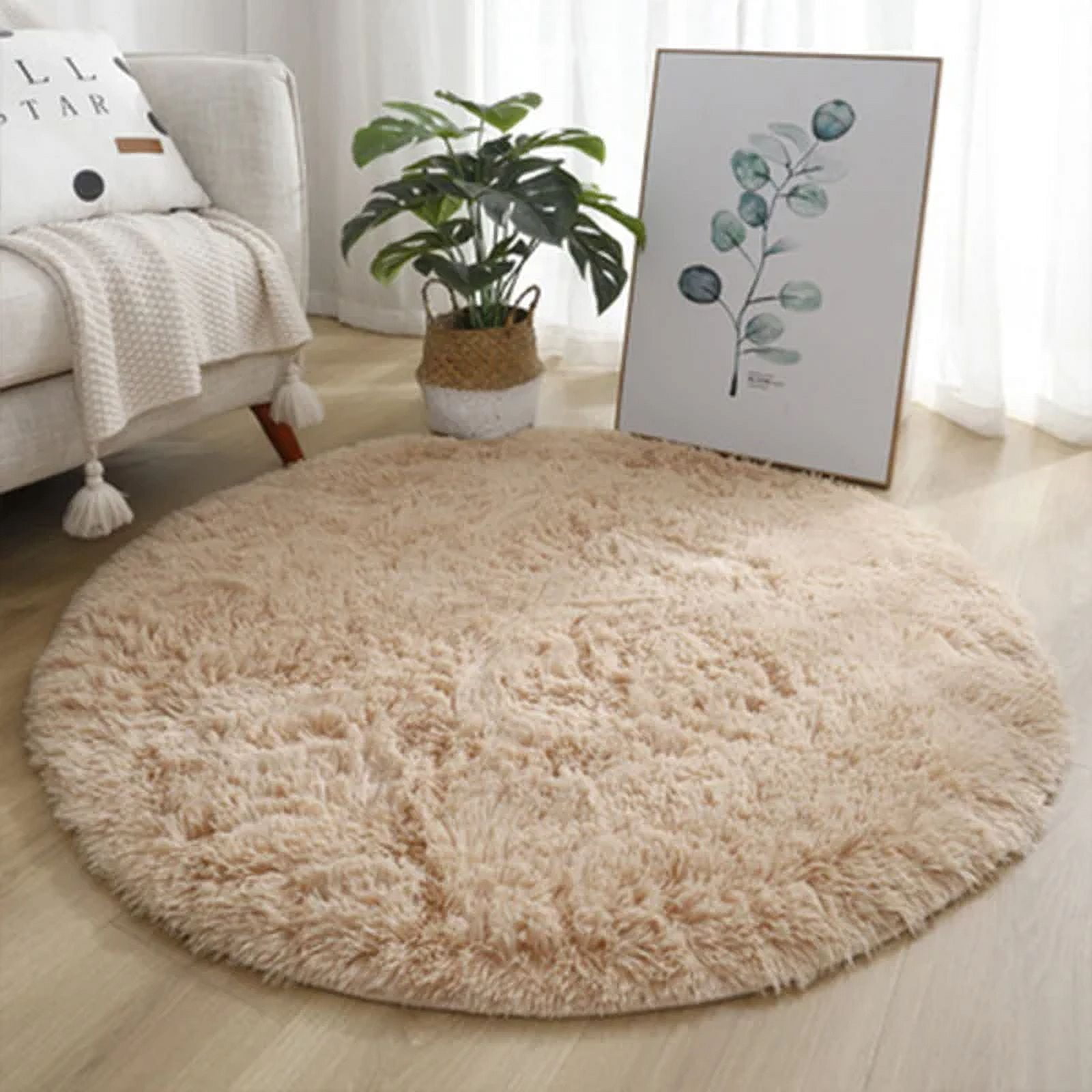 Super Soft Plush Round Rug Mat Fluffy White Carpets For Living Room ...