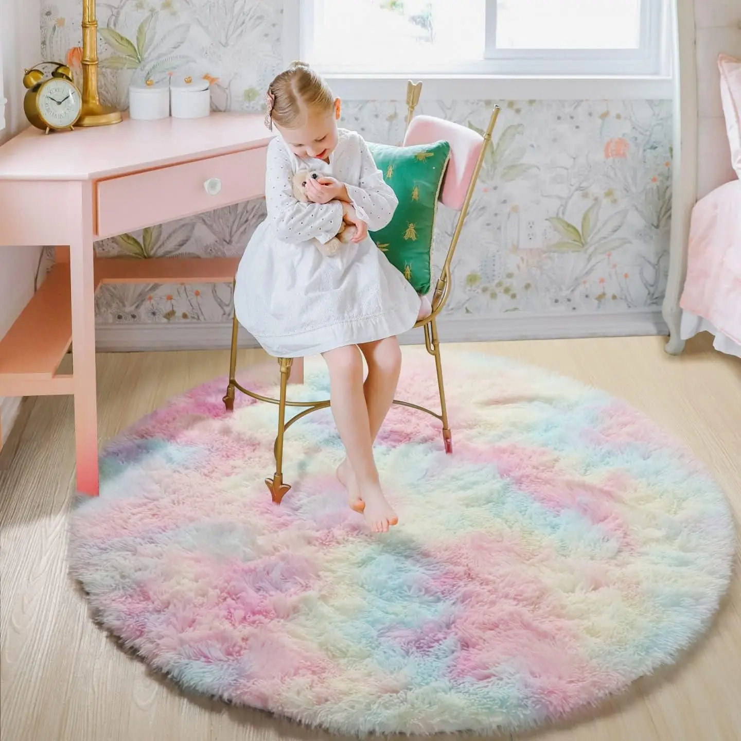 Super Soft Plush Round Rug Mat Fluffy White Carpets For Living Room ...