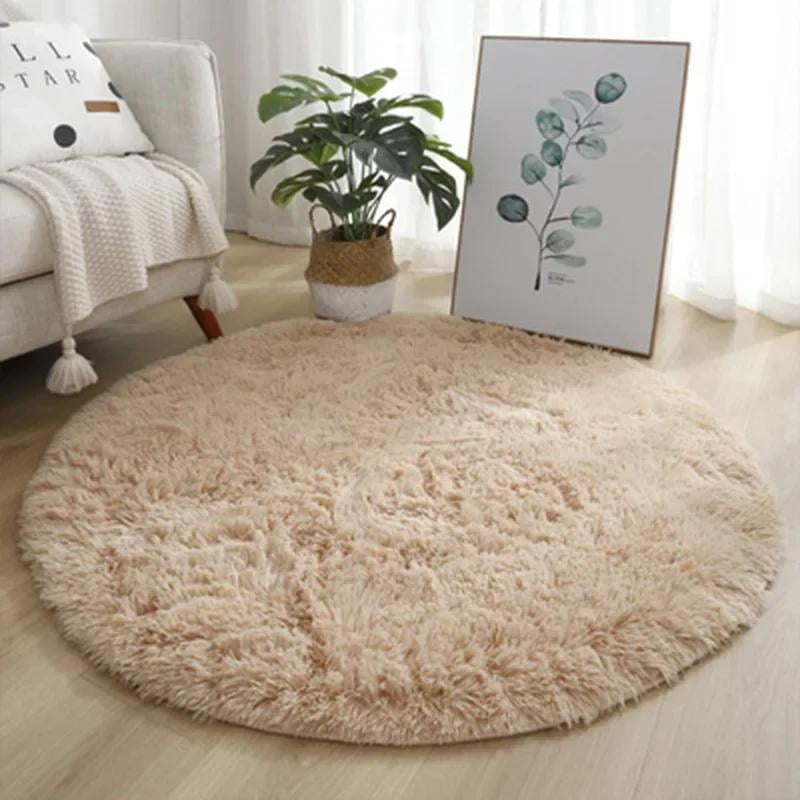 Super Soft Plush Round Rug Mat Fluffy White Carpets For Living Room ...