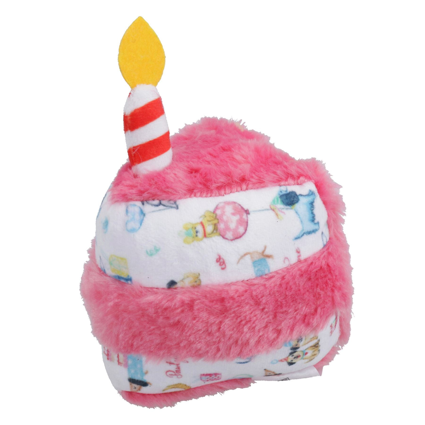 Super Soft Plush Squeaky Birthday Cake Piece Toy Dog Puppy Happy ...