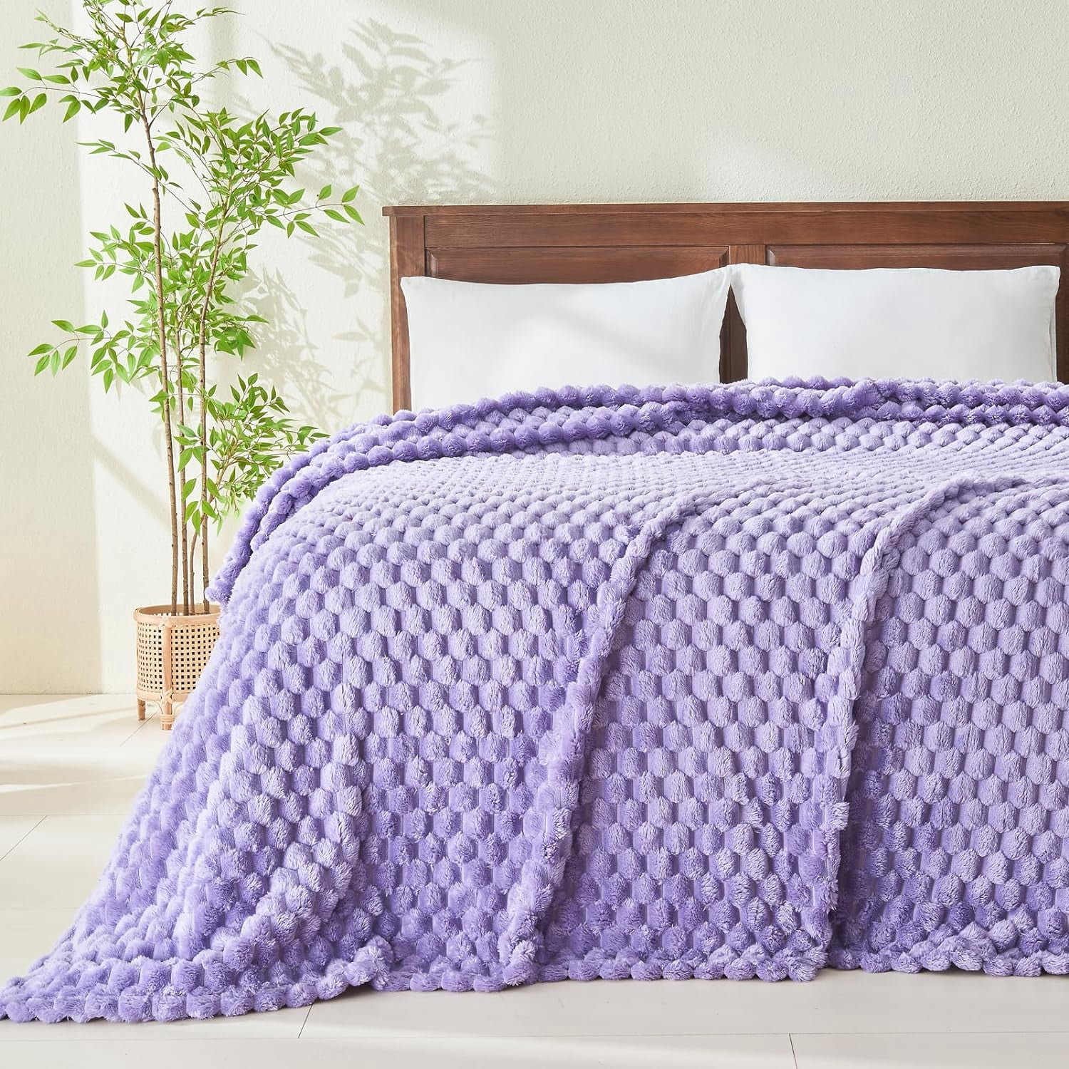Super Soft Queen Blanket Lavender Premium Silky Flannel Fleece 3D ...