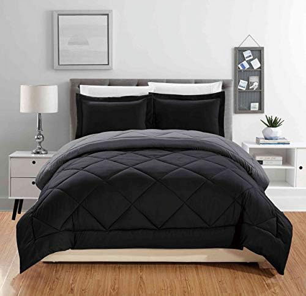 Super Soft Reversible Down Alternative Comforter Set, Stitched ...