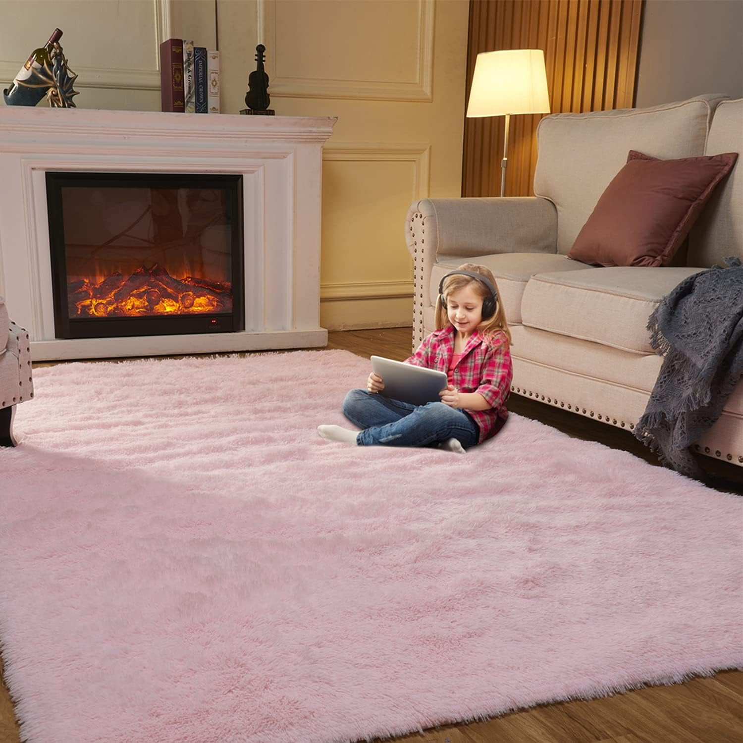 Super Soft Rugs for Living Room, Area Rugs for Bedroom 8x10 Feet Pink ...