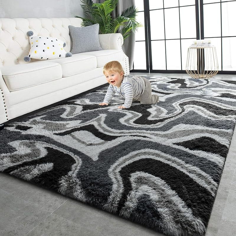 Super Soft Shaggy Rugs Fluffy Carpets, 4x5.9 Feet, Indoor Modern Plush ...