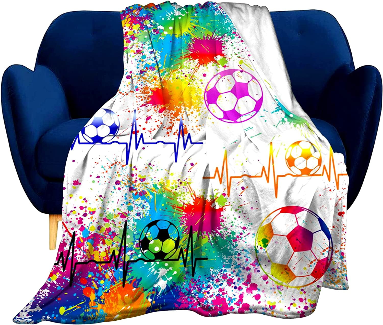 Super Soft Soccer Blanket Lightweight Cozy 3D Printed Flannel Baseball ...