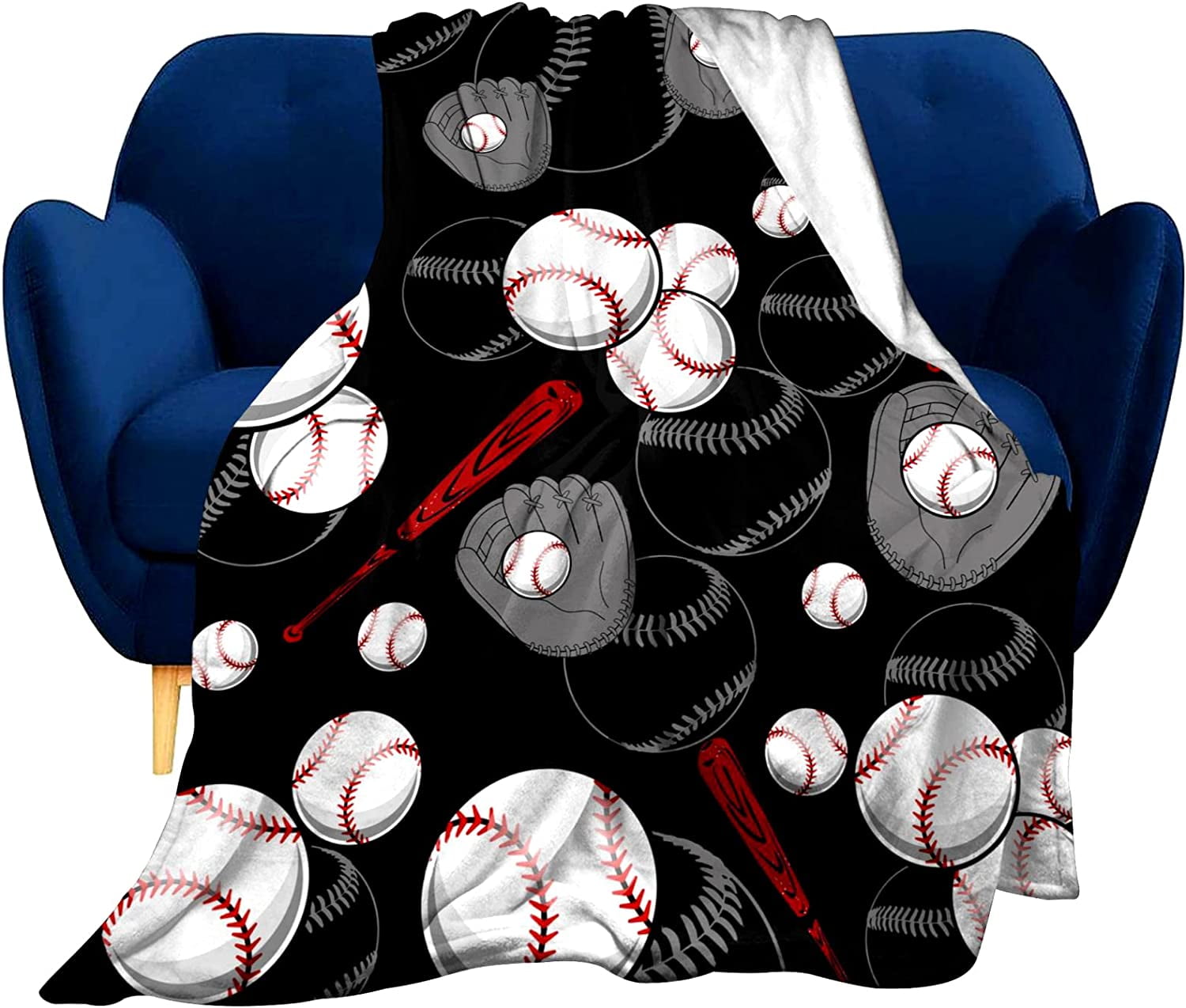 Super Soft Soccer Blanket Lightweight Cozy 3D Printed Flannel Baseball ...