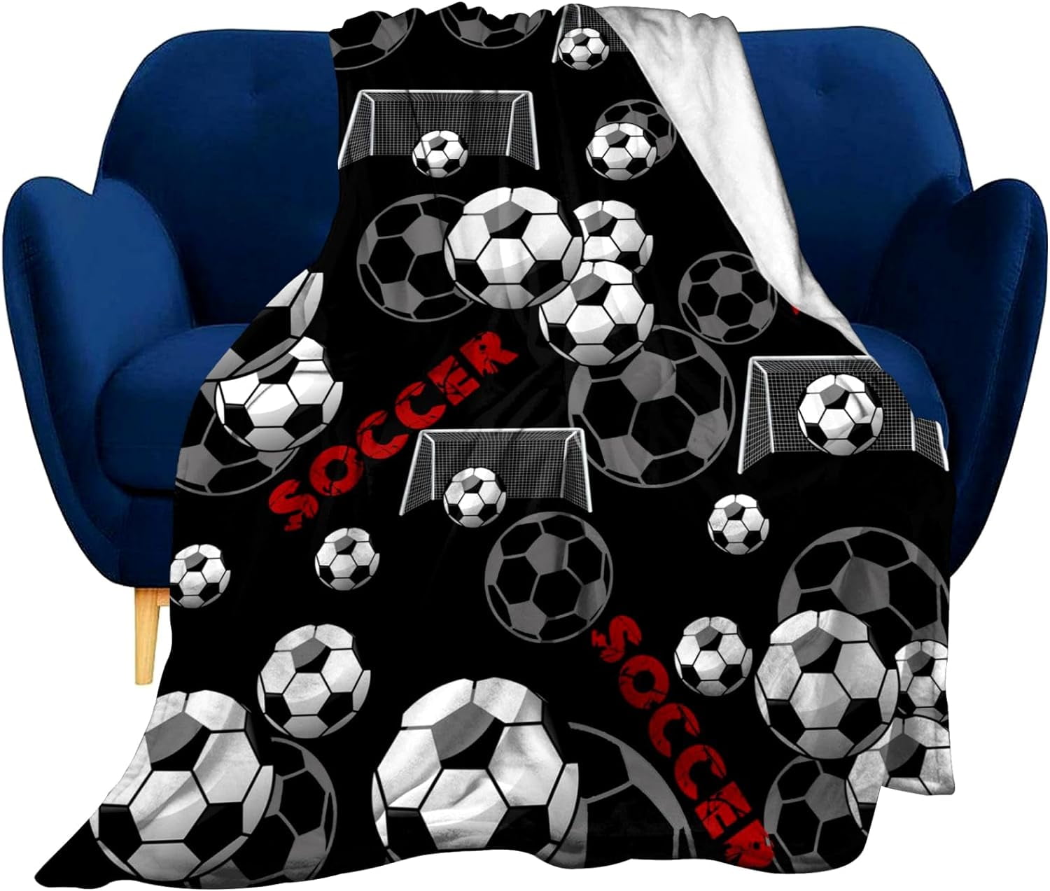 DALIHUA Super Soft Soccer Blanket Lightweight Cozy 3D Printed Flannel ...