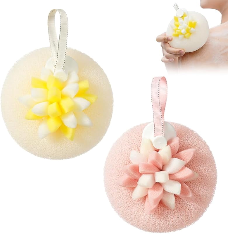 Super Soft Sunflower Suction Cup Bath Ball, 2025 New Bath Sponge ...
