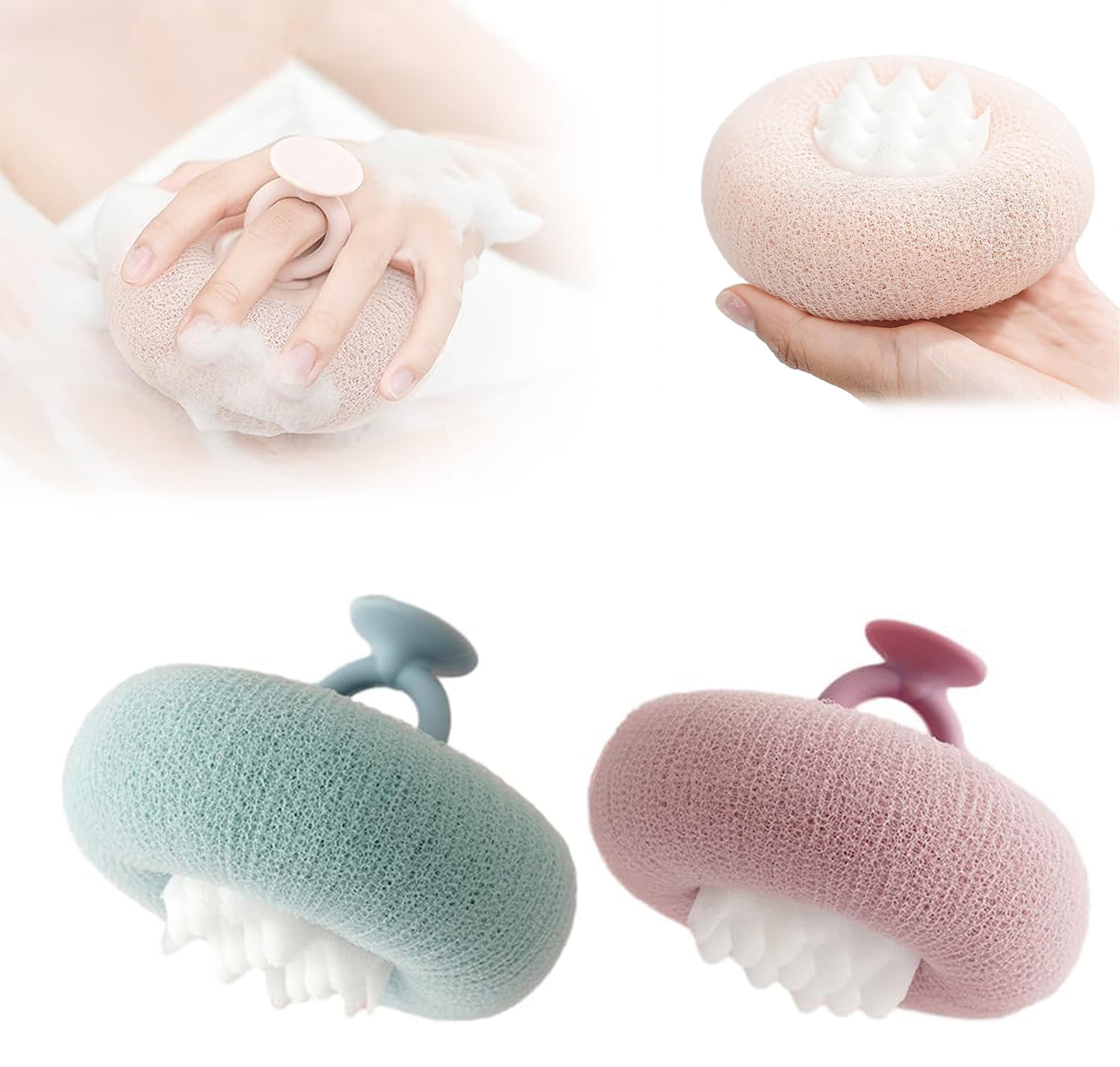 Super Soft Sunflower Suction Cup Bath Ball, ponge Mesh Pouf Shower Ball ...