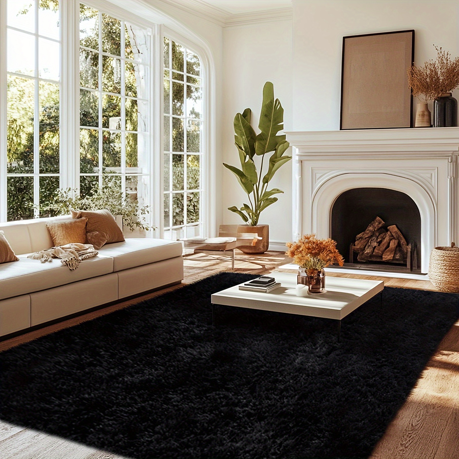 Super Soft Thick Fluffy Shag Area Rug, Plush Faux Fur Carpet for Living ...