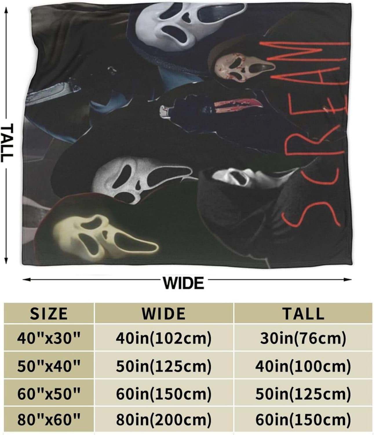 Super Soft Throw Blanket Halloween Horror Movie Blanket Screams Ghost ...