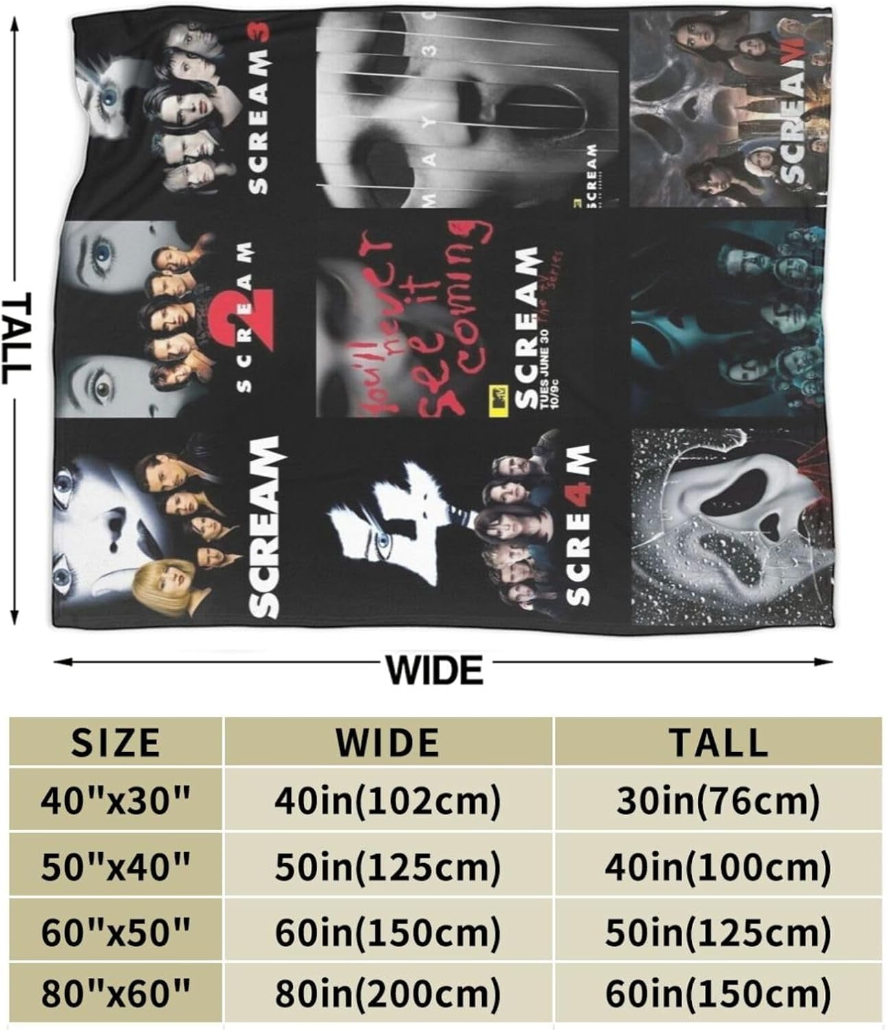 Super Soft Throw Blanket Halloween Horror Movie Blanket Screams Ghost ...