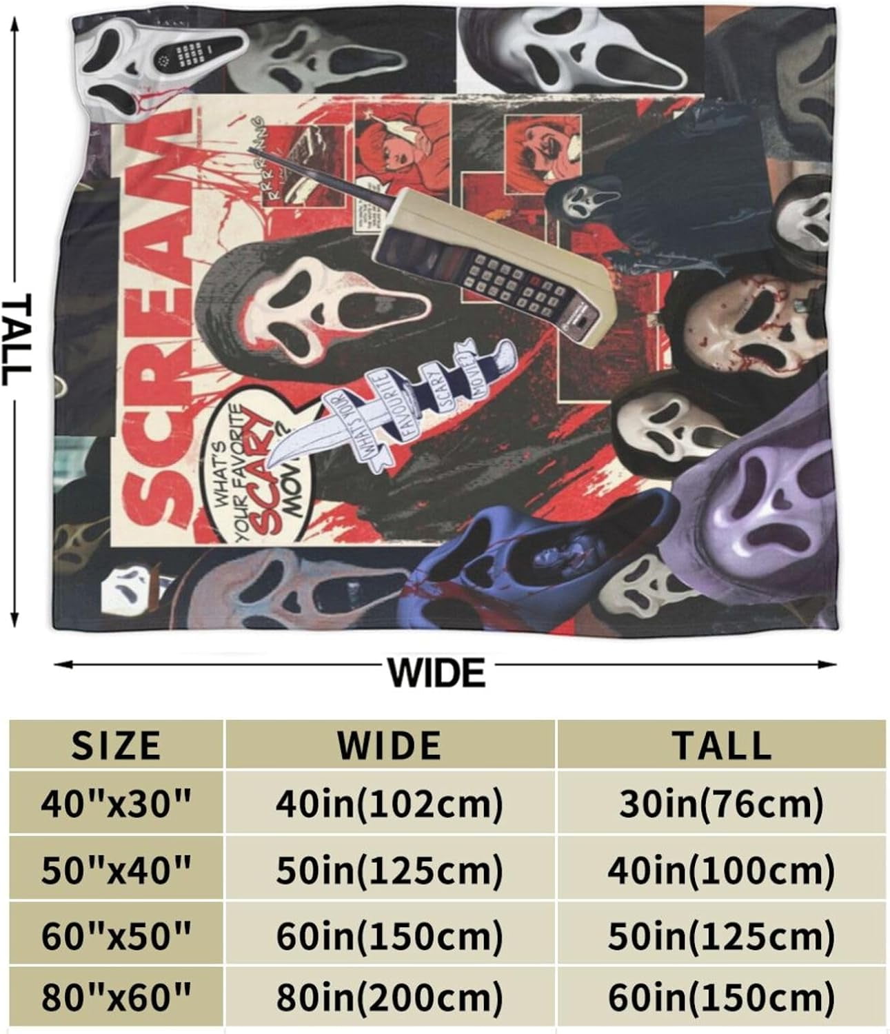 Super Soft Throw Blanket Halloween Horror Movie Blanket Screams Ghost ...