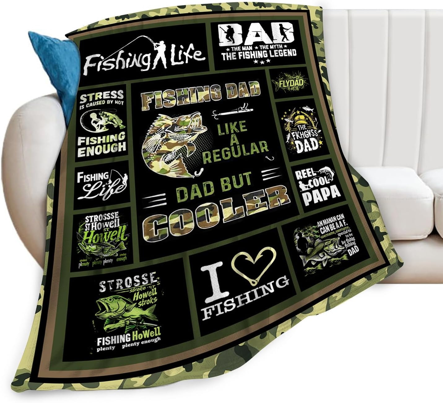 Super Soft Warm Fluffy Flannel Fishing Blanket - Cozy Fuzzy Plush ...