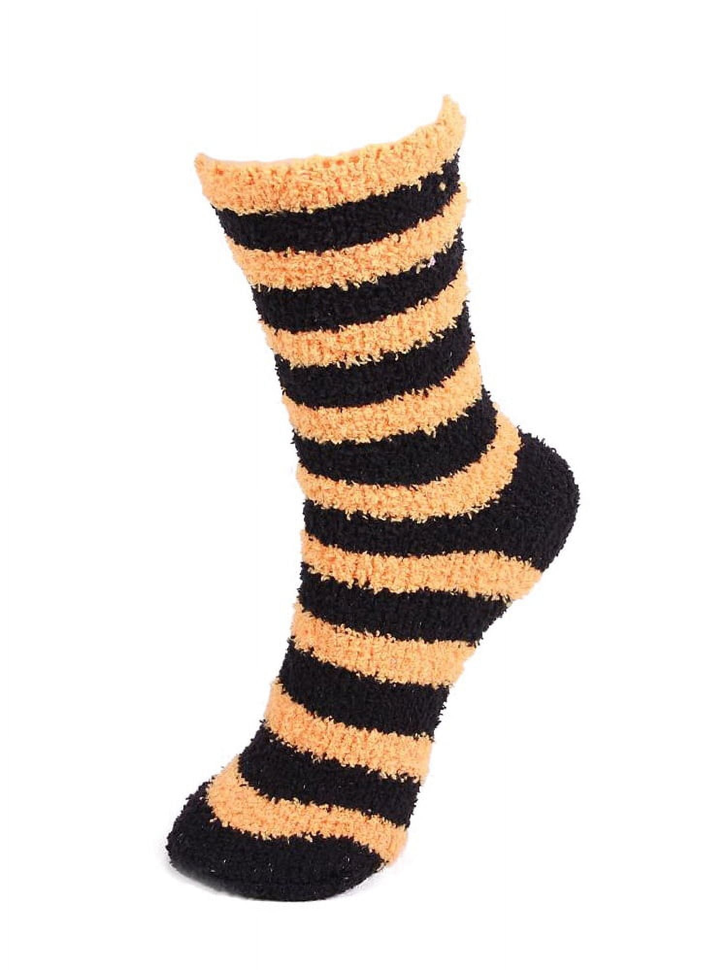 Super Soft Warm Microfiber Fuzzy Team Spirit Socks - Striped Black and ...