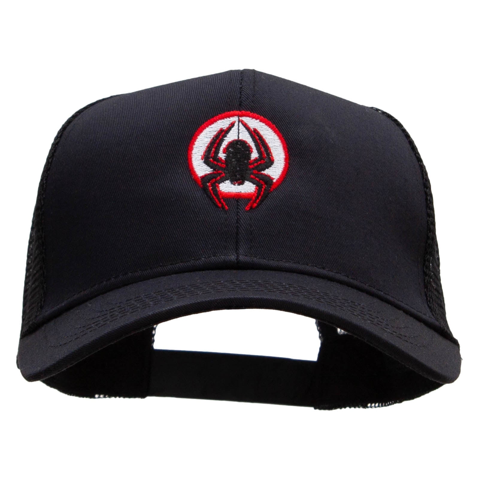 Super Spider Embroidered Solid Cotton Prostyle Twill Mesh Cap - Black ...