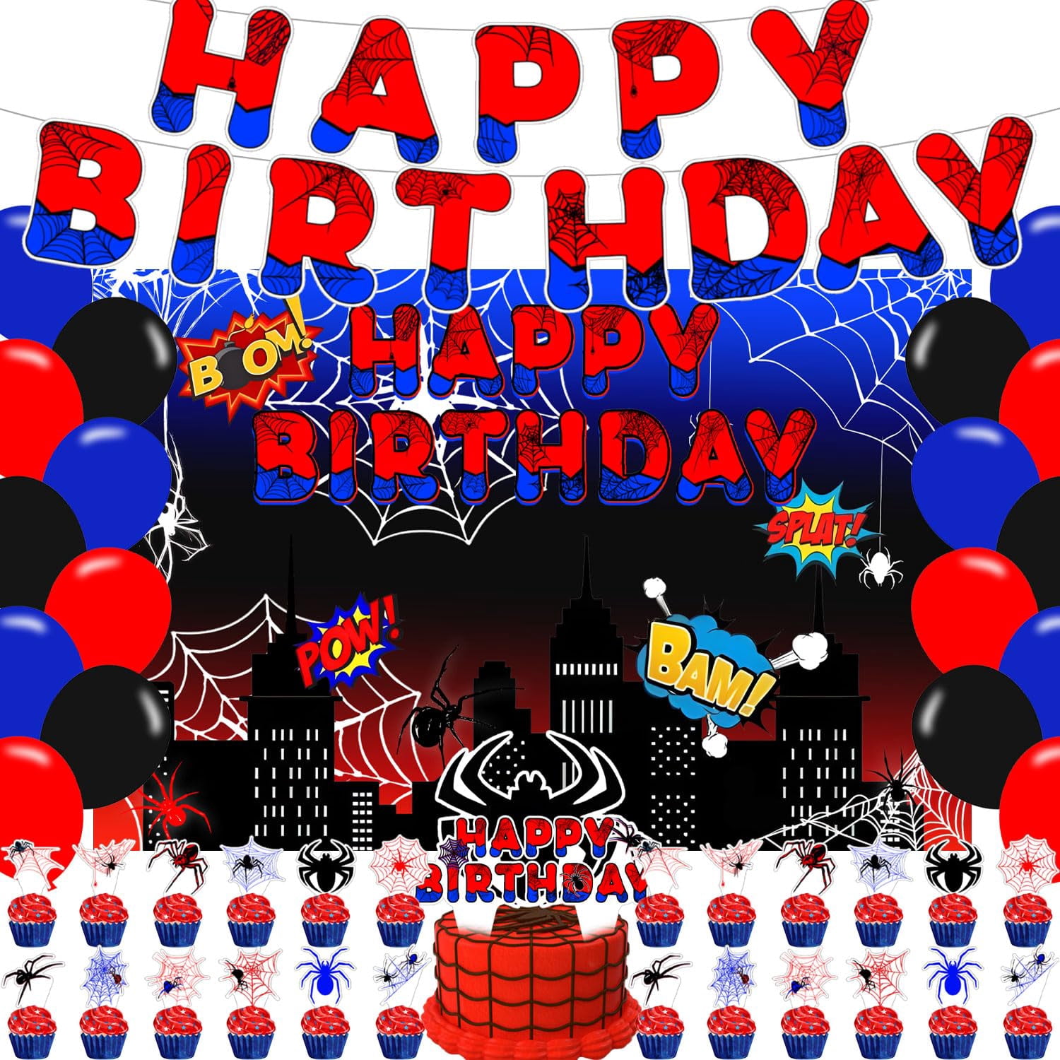 Super Spider Hero FEV6 Birthday Party Supplies,Spider Web Man Party ...