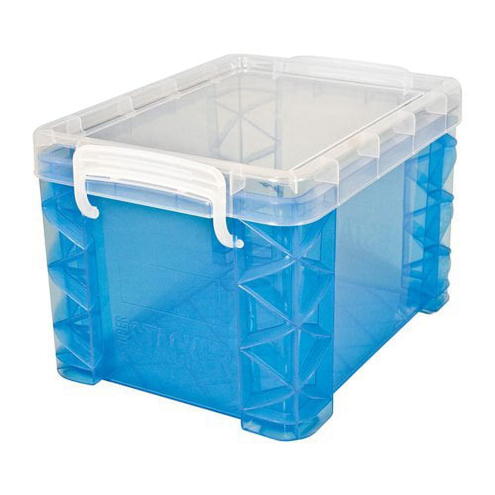 Super Stacker Large Storage Box with Snap-Lock Handles, Blue, Durable ...
