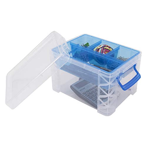 Super Stacker Divided Storage Box with Removable Tray, 10 x 7.5 x 6.5 ...
