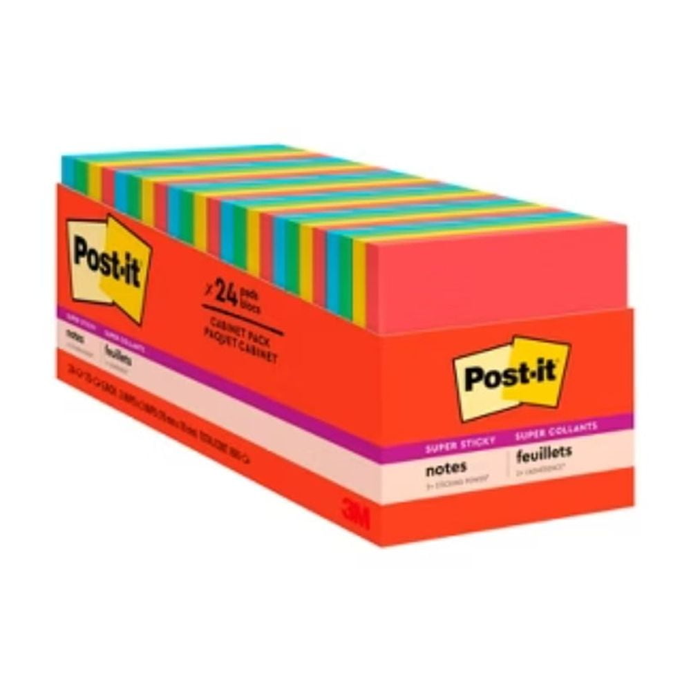 Super Sticky Notes Cabinet Pack, 3 x 3 Inches, Playful Primaries, Pad ...