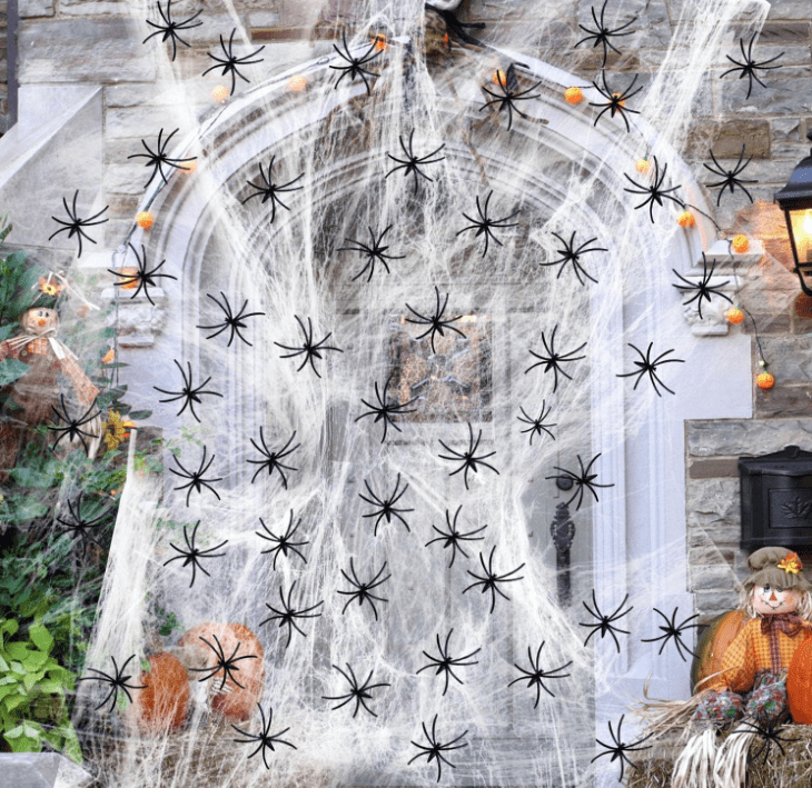 Super Stretch Spider Web for Halloween Indoor/Outdoor Decoration Packs ...