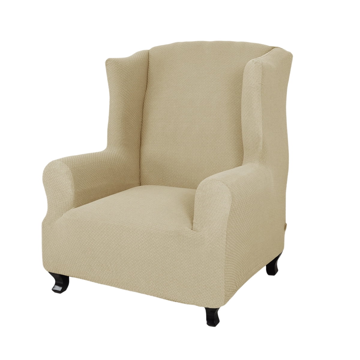Super Stretch Wingback Chair Slipcover 1-Piece Soft Spandex Jacquard ...