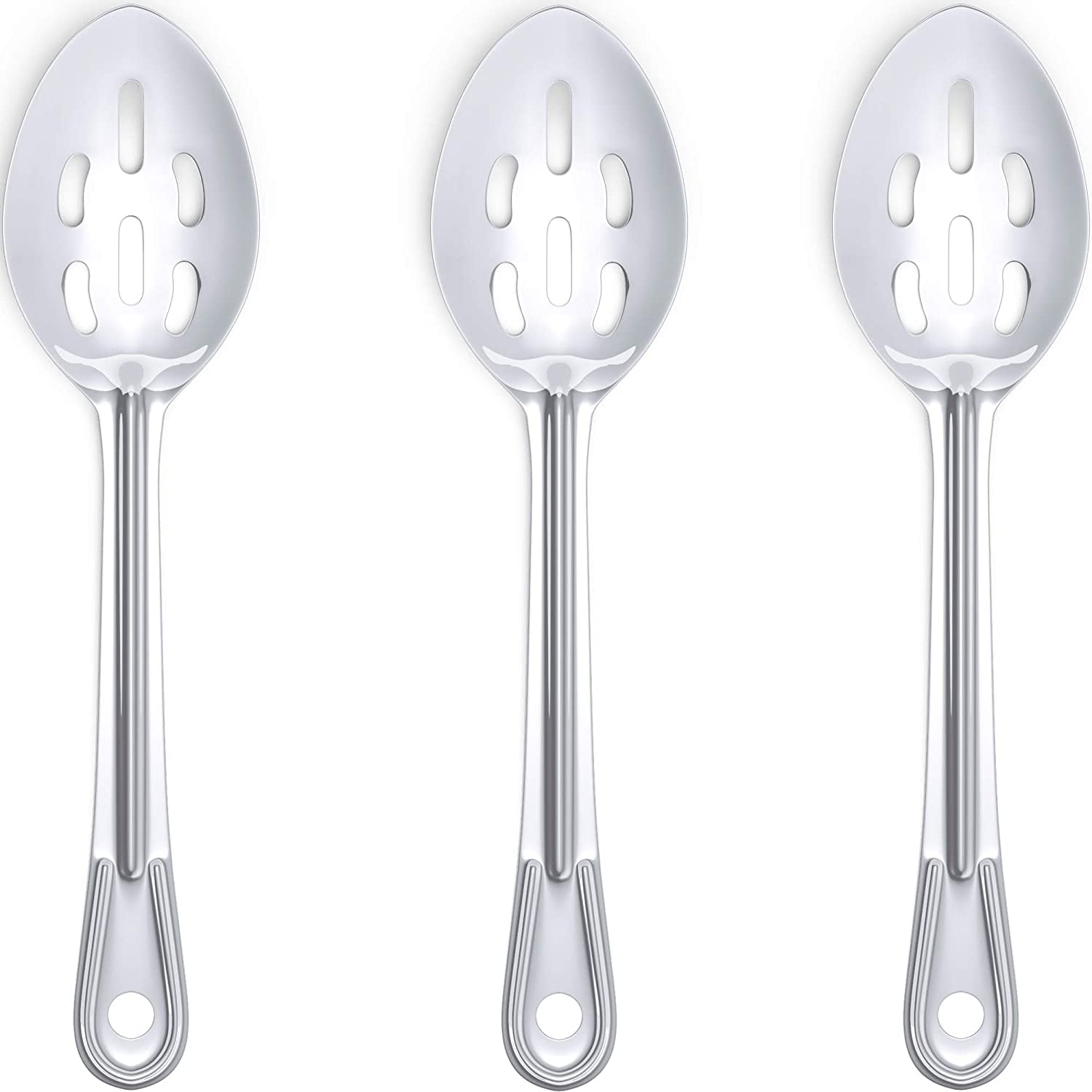 Super Strong, Ergonomic 11 in Serving Spoon 3 Pk. Big, Slotted ...