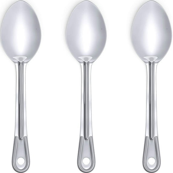 Super Strong, Ergonomic 11 in Serving Spoon 3Pk. Big, Stainless Steel ...