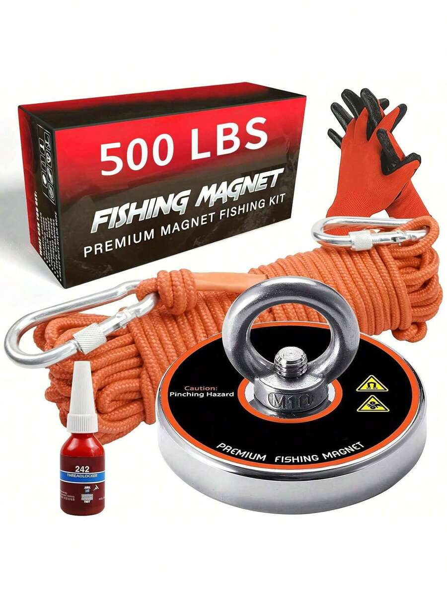 Super Strong Neodymium Fishing Magnets Kit, 500 LBS Pulling Force ...