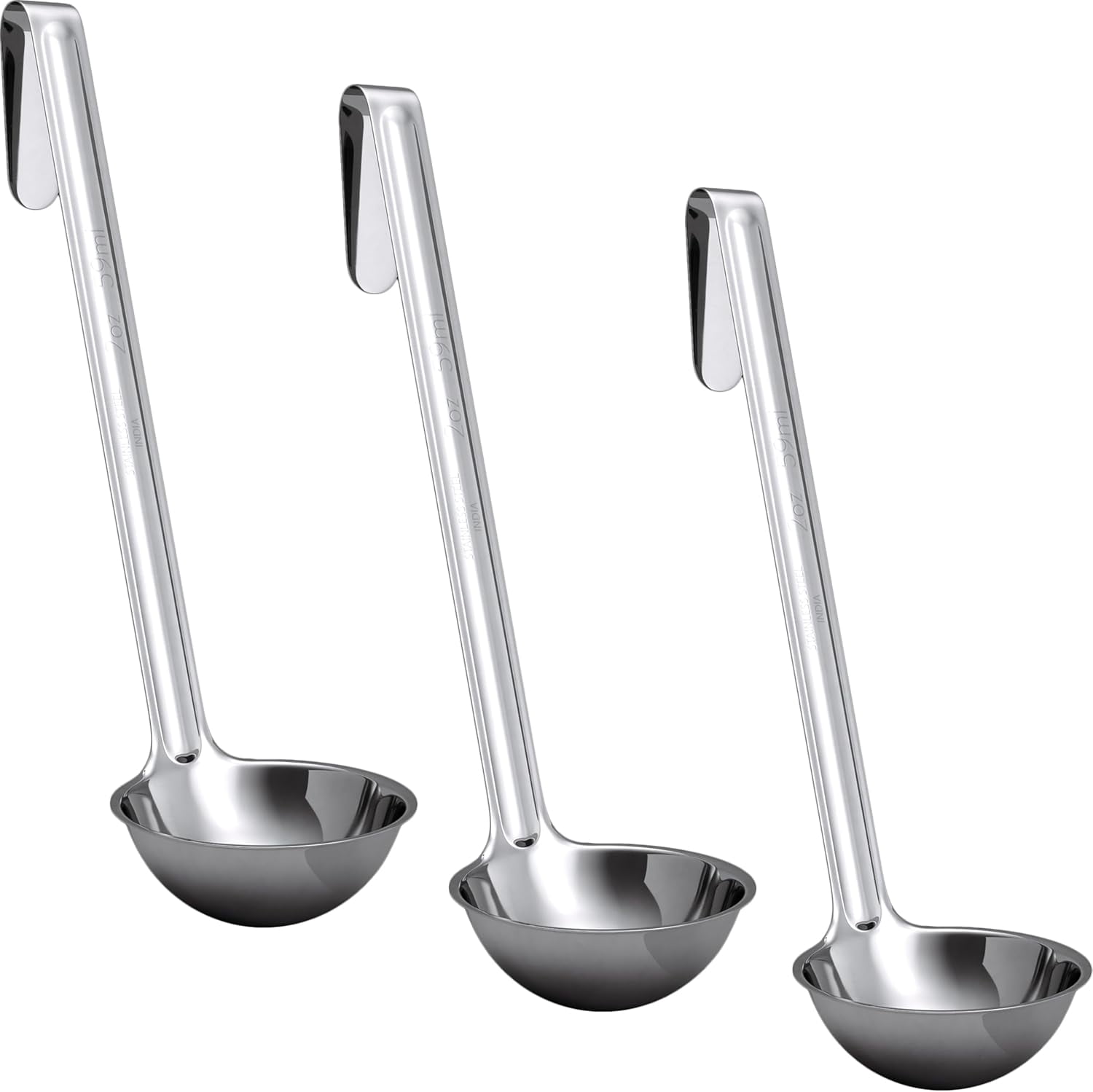 Super Sturdy, Ergonomic 2 Oz. Soup Ladle 3 Pk. Stainless Steel Ladles ...
