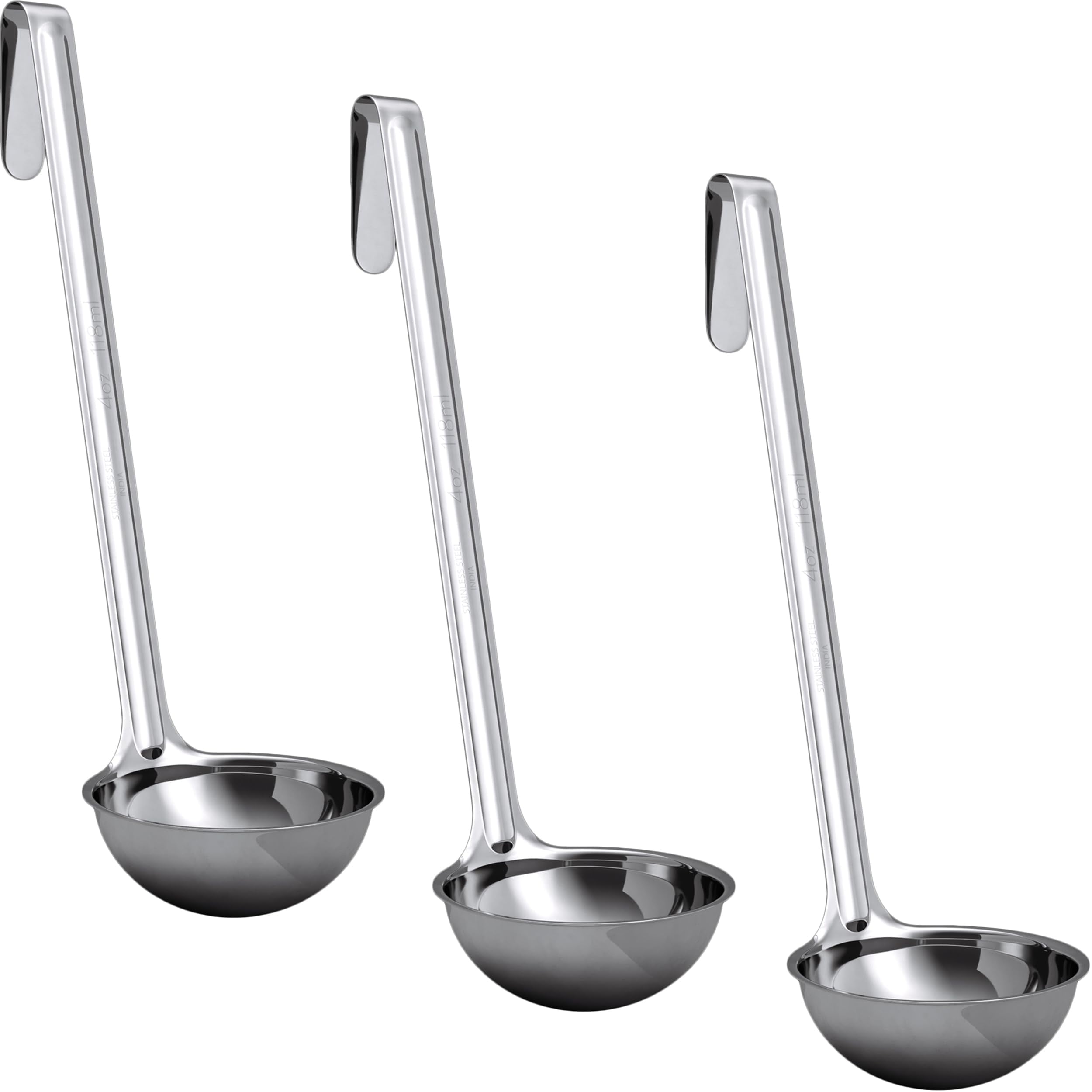 Super Sturdy, Ergonomic 4 Oz. Soup Ladle 3 Stainless Steel Ladles with ...