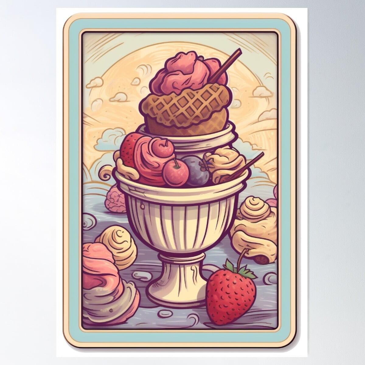 Super Sundae Poster Wall Art, Modern Wall Decor For Living Room Bedroom ...