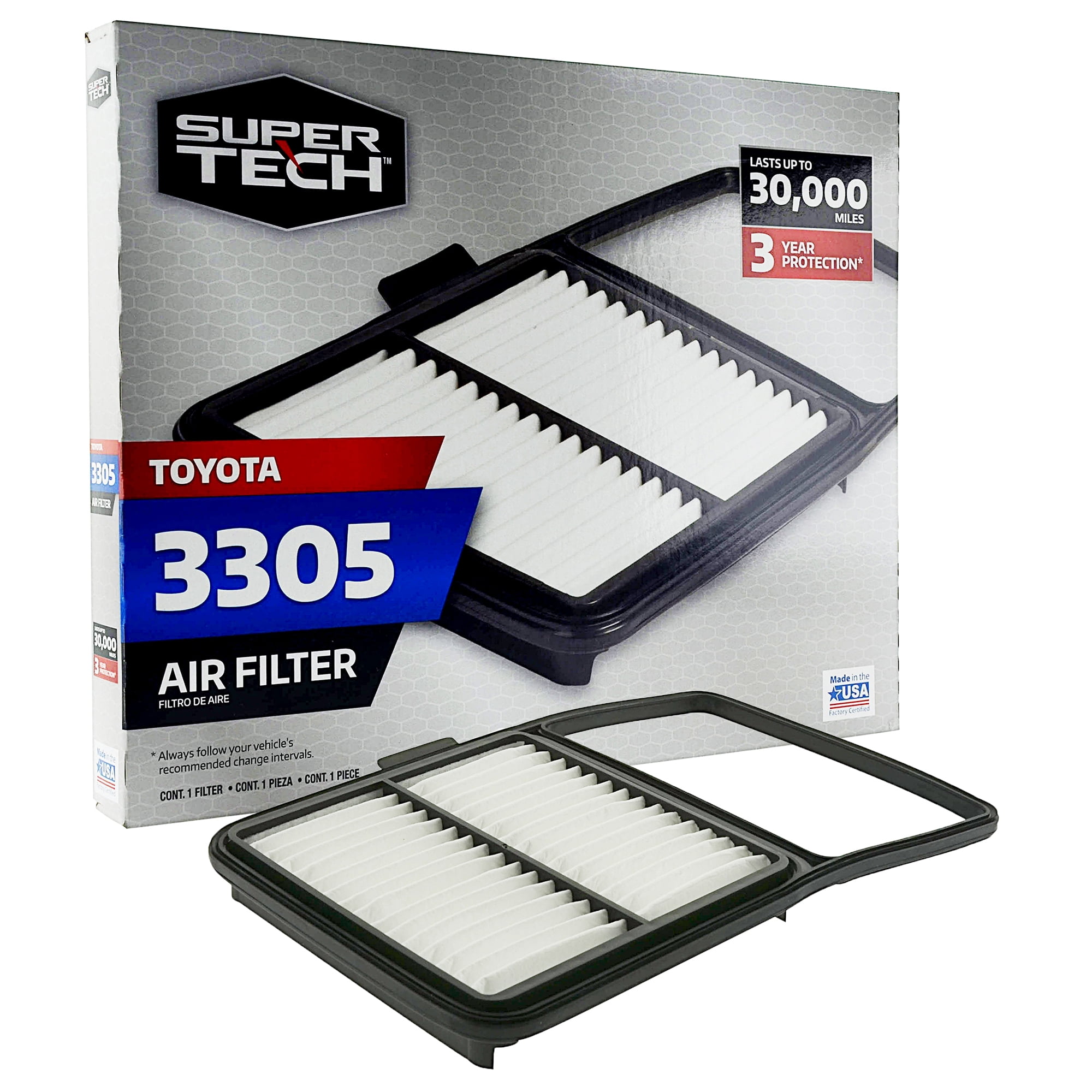 Super Tech 3305 Engine Air Filter, Replacement Filter for Toyota Fits ...