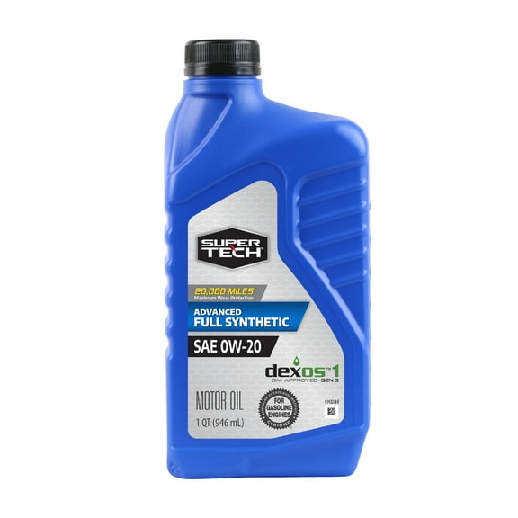 Super Tech Full Synthetic SAE 0W-20 Motor Oil, 5 Quarts, High Mileage ...