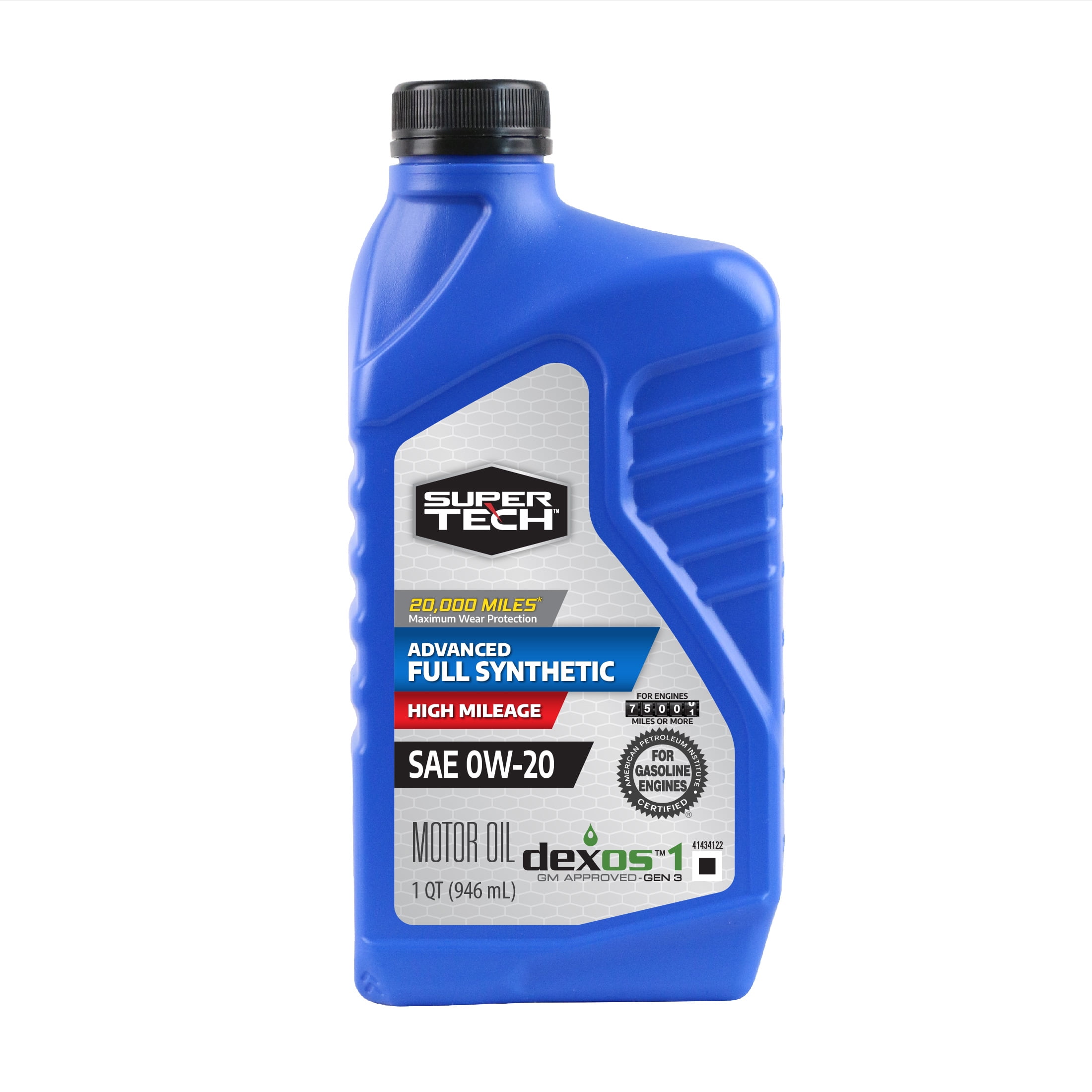 Super Tech High Mileage Full Synthetic 0W-20 Motor Oil 1 Quart for ...