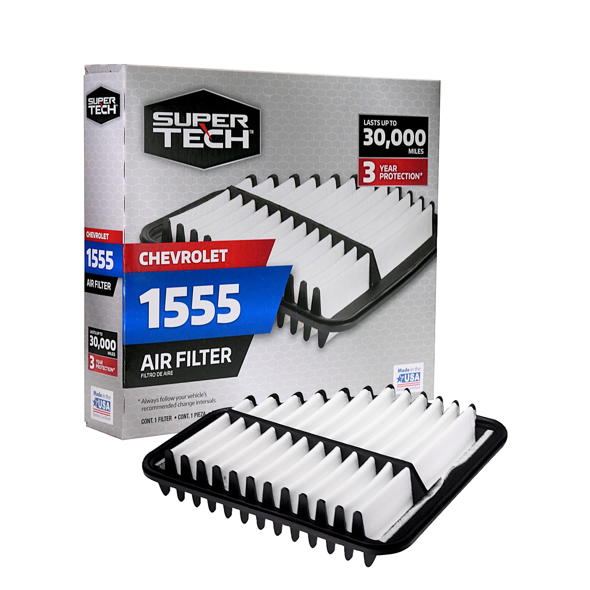 Super Tech Engine Air Filter, 1555, Replacement Filter for GM or ...