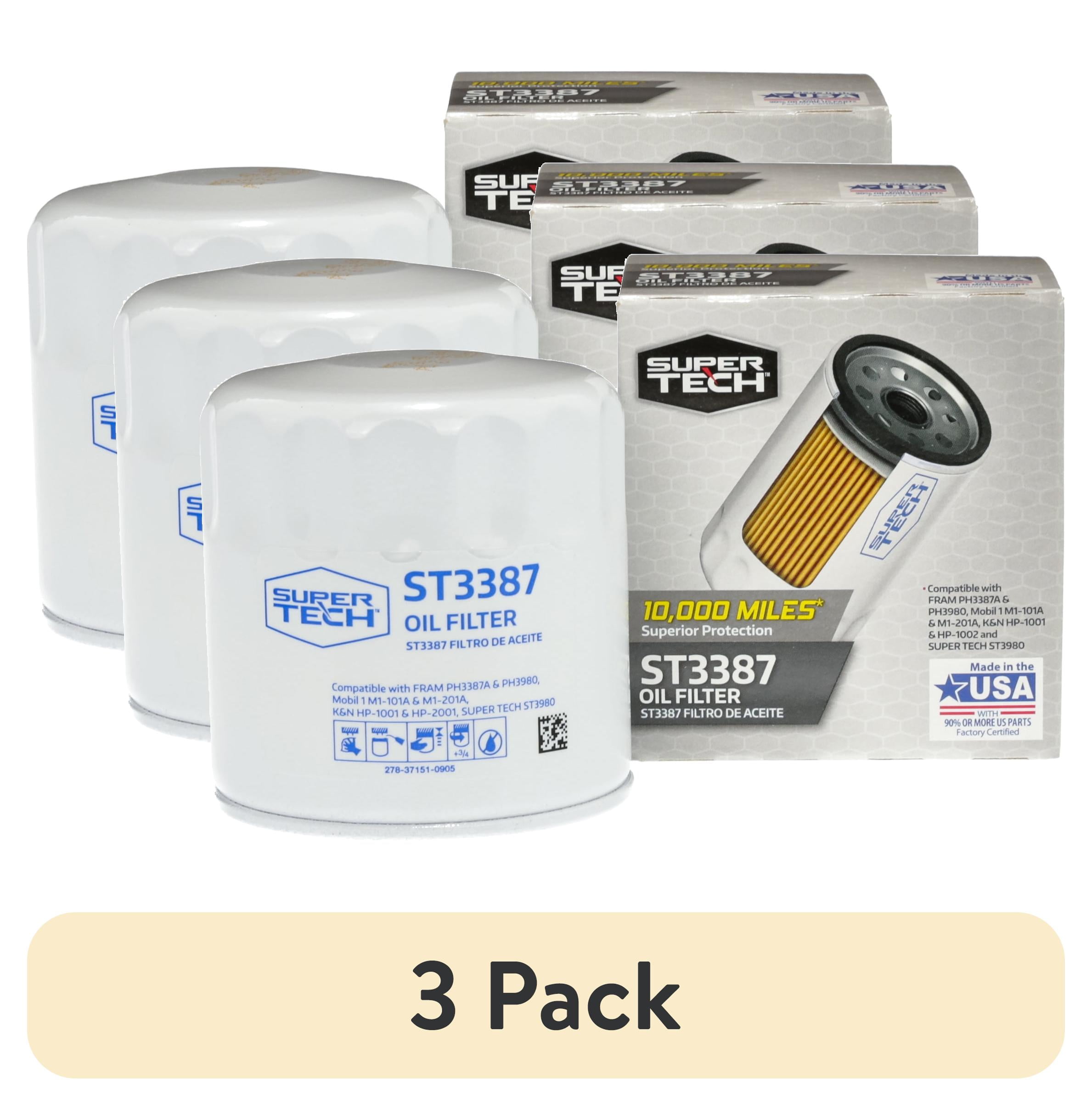 (3 pack) Super Tech ST3387 10K Mile Spin-On Motor Oil Filter Fits GM ...