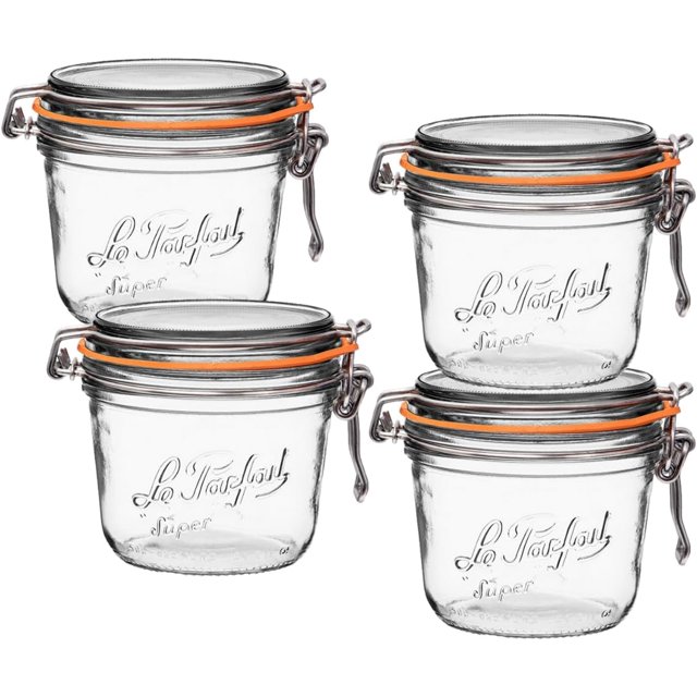 Super Terrine Jar | 16oz/Pint (Pack of 4) 500ml French Glass Jar with ...