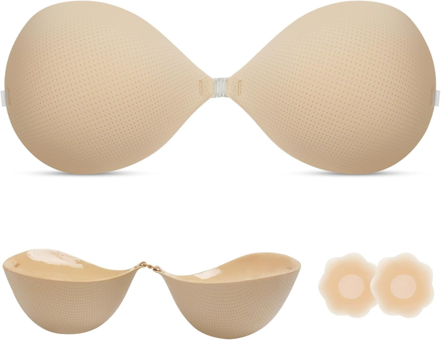 Super Thick Backless Strapless Bra for Push Up, Adhesive Padded ...
