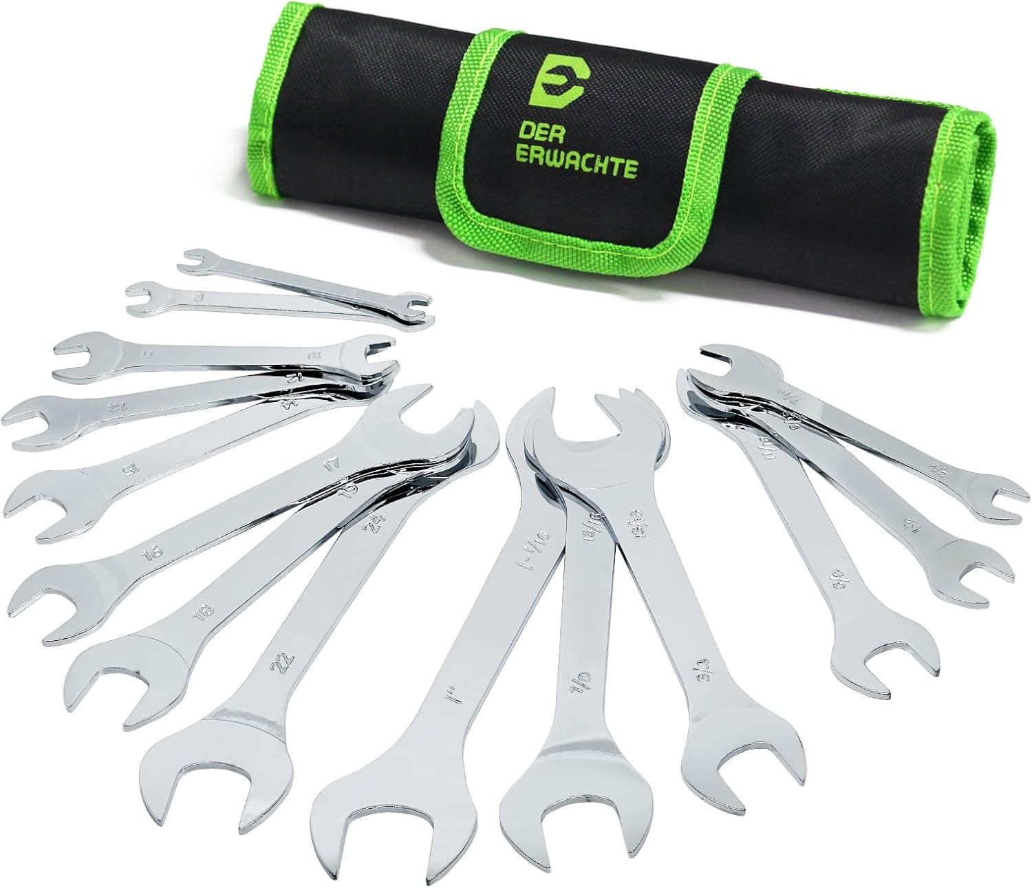 Super-Thin Open End Wrench Set, 14-Piece SAE & Metric Sizes, 6mm to ...