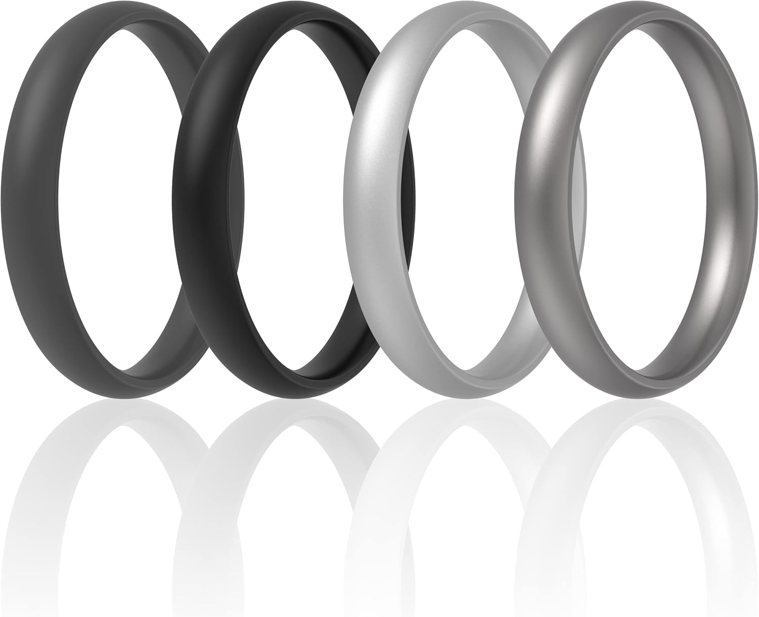 Super Thin Stackable Silicone Rings Wedding Bands for Women 3mm Wide 1.5mm Thick - 1/4/8/12/16 ...