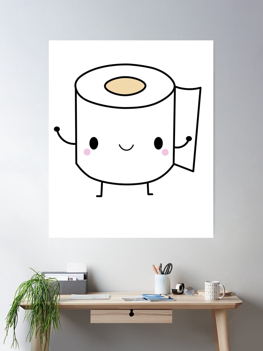 Super Toilet Paper Man! Kawaii Funny Bathroom Gift Idea Poster Wall Art ...