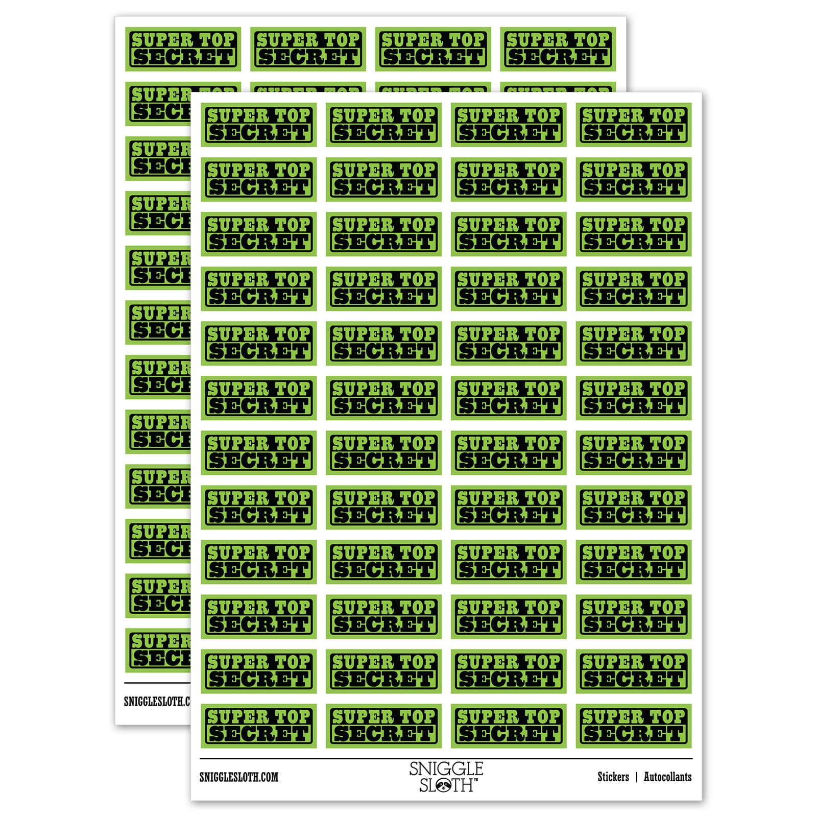 Super Top Secret Sticker Set - Light Green - Gloss Finish - 1.25" Mini ...