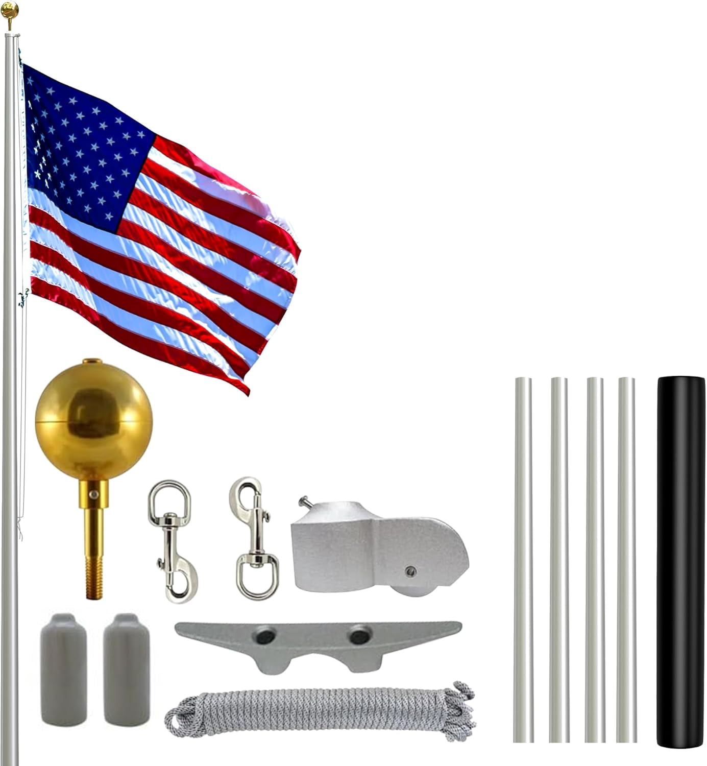 Super Tough USA-Made 25ft Heavy Duty Flag Pole for Outside House ...