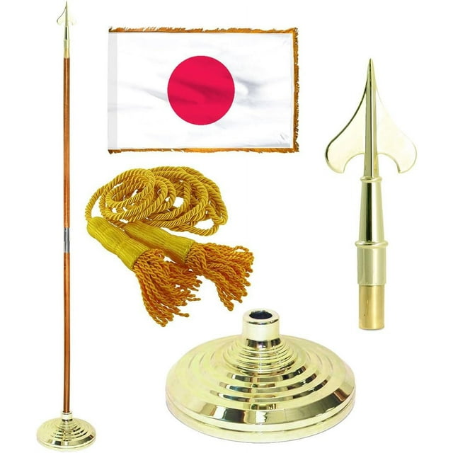 Super Tough Japan 3ft x 5ft Flag, Flagpole, Base, and Tassel (8 Ft Oak ...