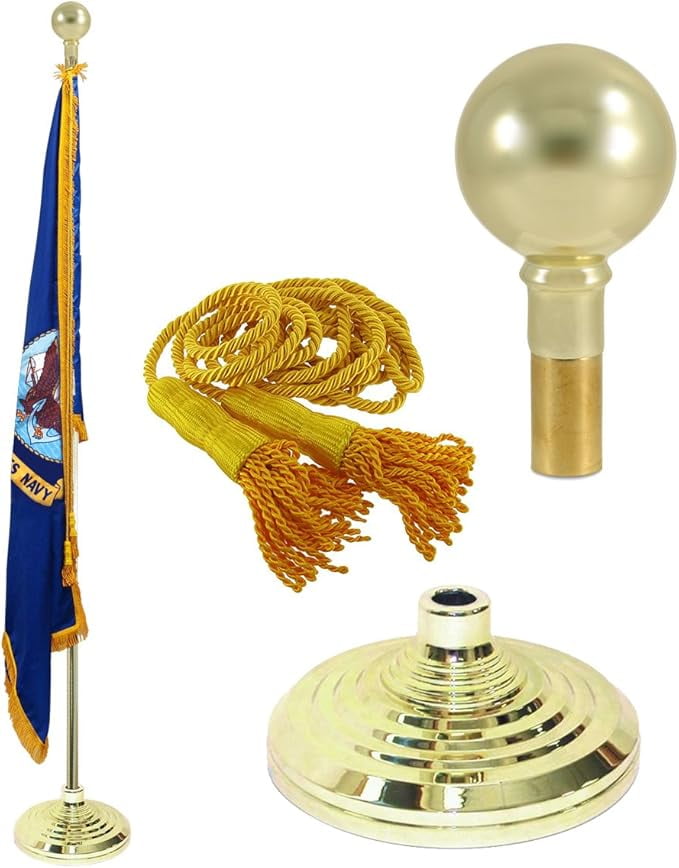 Super Tough Navy 4ft x 6ft Flag, Flagpole, Base, and Tassel (Parade ...