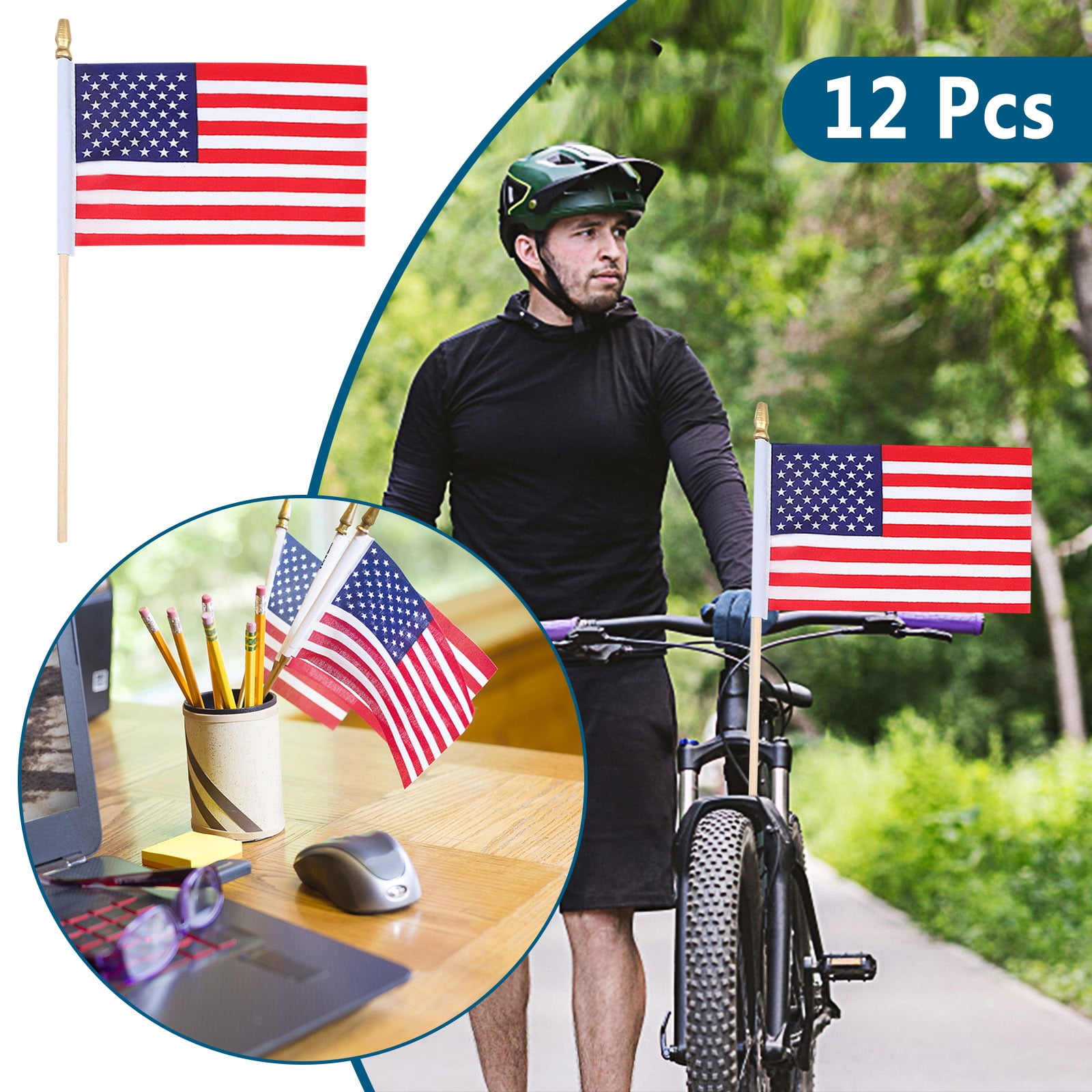 Super Tough US Stick Flag 8in X 12in Standard Wood Stick With Spear Tip ...