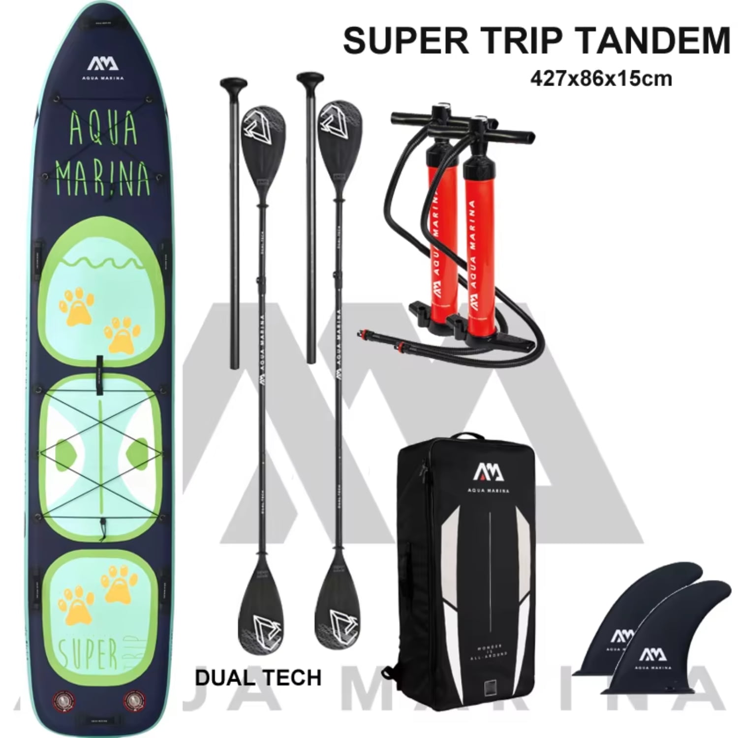 Super Trip Tandem Inflatable Stand Up Paddle Board for Two People ...