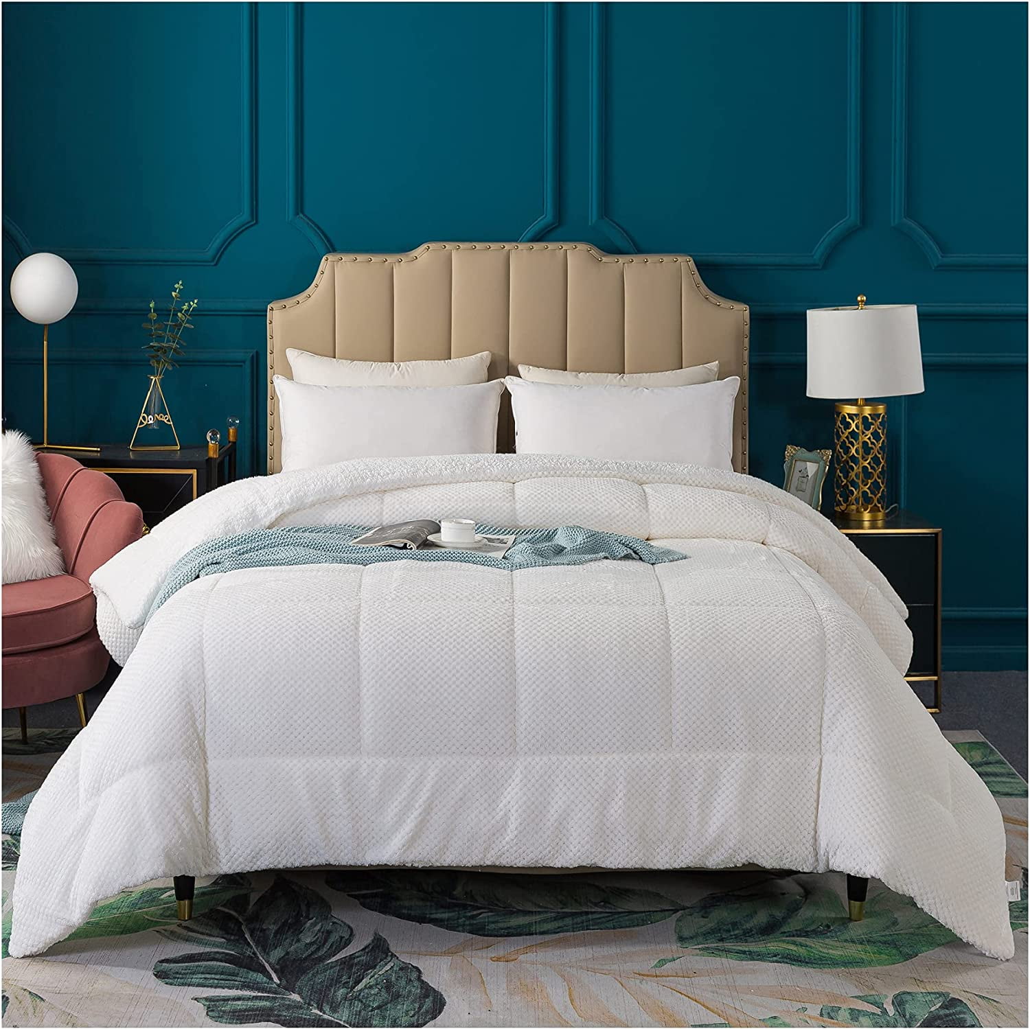 Super Ultra Soft Luxury Plush Sherpa Comforter, Cozy Reversible Faux ...